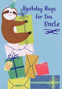 designer greetings cute sloth hugs present juvenile uncle birthday card from child : kid