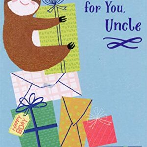 Designer Greetings Cute Sloth Hugs Present Juvenile Uncle Birthday Card from Child : Kid