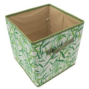 Seta Direct, Green Leaves Patterned Canvas Collapsible Storage Bins Cube Storage Shelf Organizer [3 Pack]