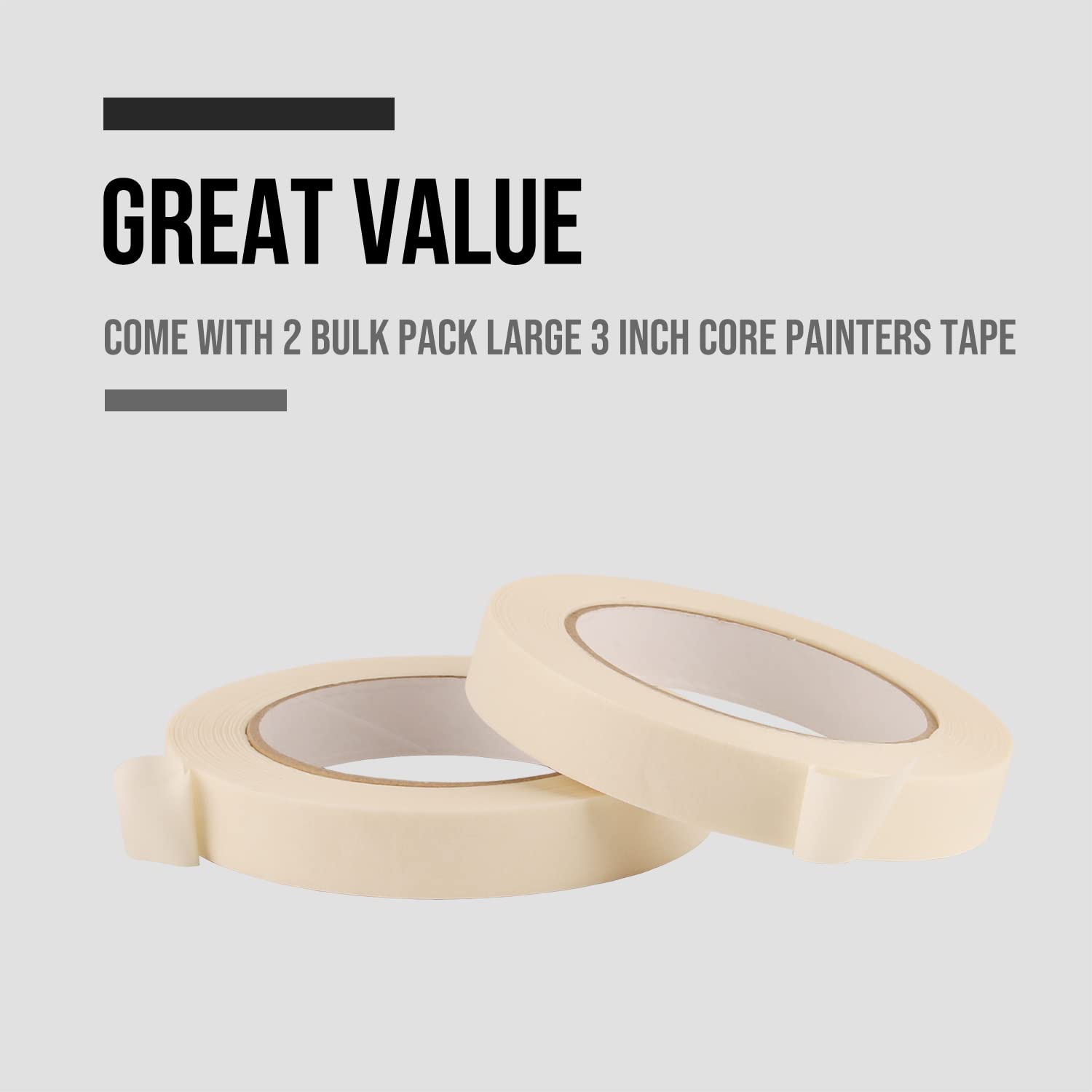 Lichamp Masking Tape 3/4 inch, 2 Pack General Purpose Masking Tape, White Masking Paper for Painting, Arts, Crafts, 3/4 inch x 55 Yards x 2 Rolls (110 Total Yards)