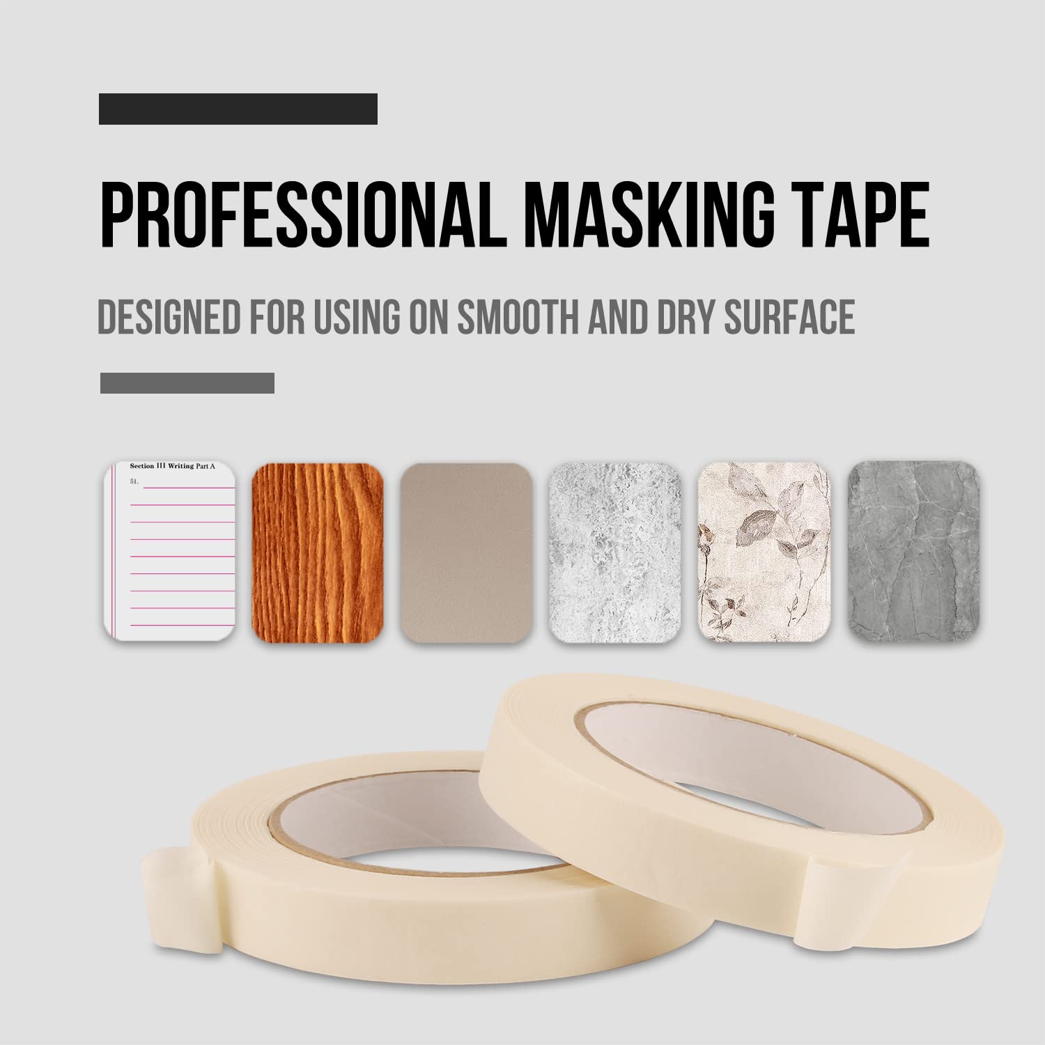 Lichamp Masking Tape 3/4 inch, 2 Pack General Purpose Masking Tape, White Masking Paper for Painting, Arts, Crafts, 3/4 inch x 55 Yards x 2 Rolls (110 Total Yards)