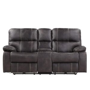 Madrona Burke Zoey Dark Graphite Power Loveseat with Dual Recliners, Hidden Storage, and USB Charging Station