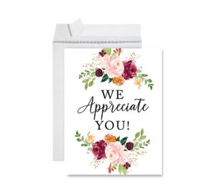 andaz press thank you jumbo card, 8.5 x 11 inch, we appreciate you, blank thank you greeting card with envelope, card for doctors, nurses, essential workers, teachers, 1-pack we appreciate you card