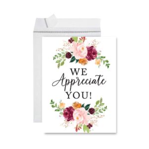 Andaz Press Thank You Jumbo Card, 8.5 x 11 inch, We Appreciate You, Blank Thank You Greeting Card with Envelope, Card for Doctors, Nurses, Essential Workers, Teachers, 1-Pack We Appreciate You Card