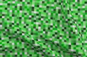 spoonflower fabric - green computer video games gaming kids gaming pixels squares printed on petal signature cotton fabric fat quarter - sewing quilting apparel crafts decor