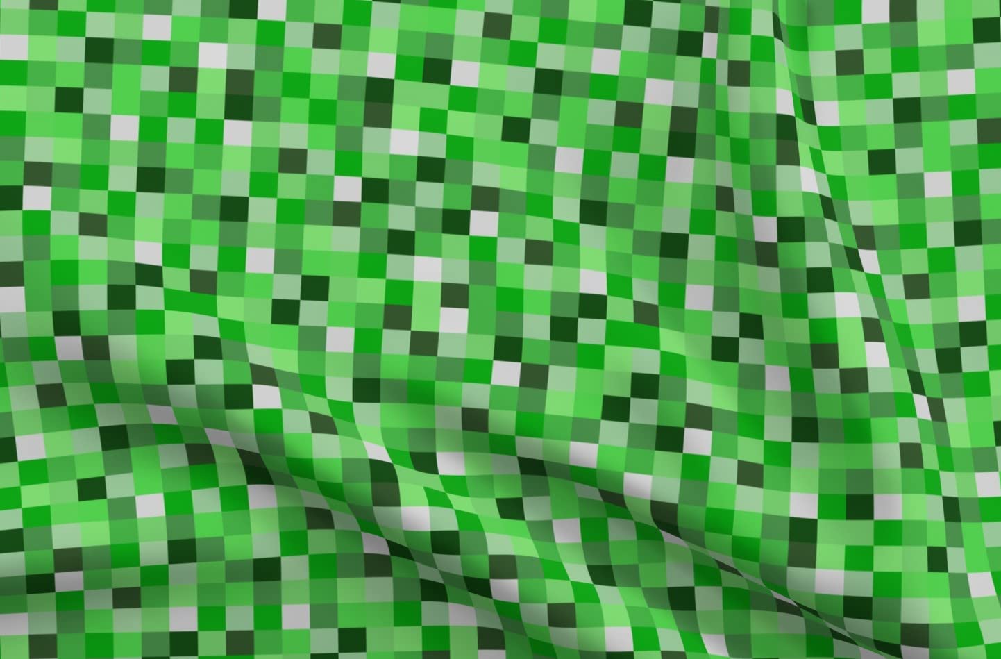 Spoonflower Fabric - Green Computer Video Games Gaming Kids Gaming Pixels Squares Printed on Petal Signature Cotton Fabric Fat Quarter - Sewing Quilting Apparel Crafts Decor