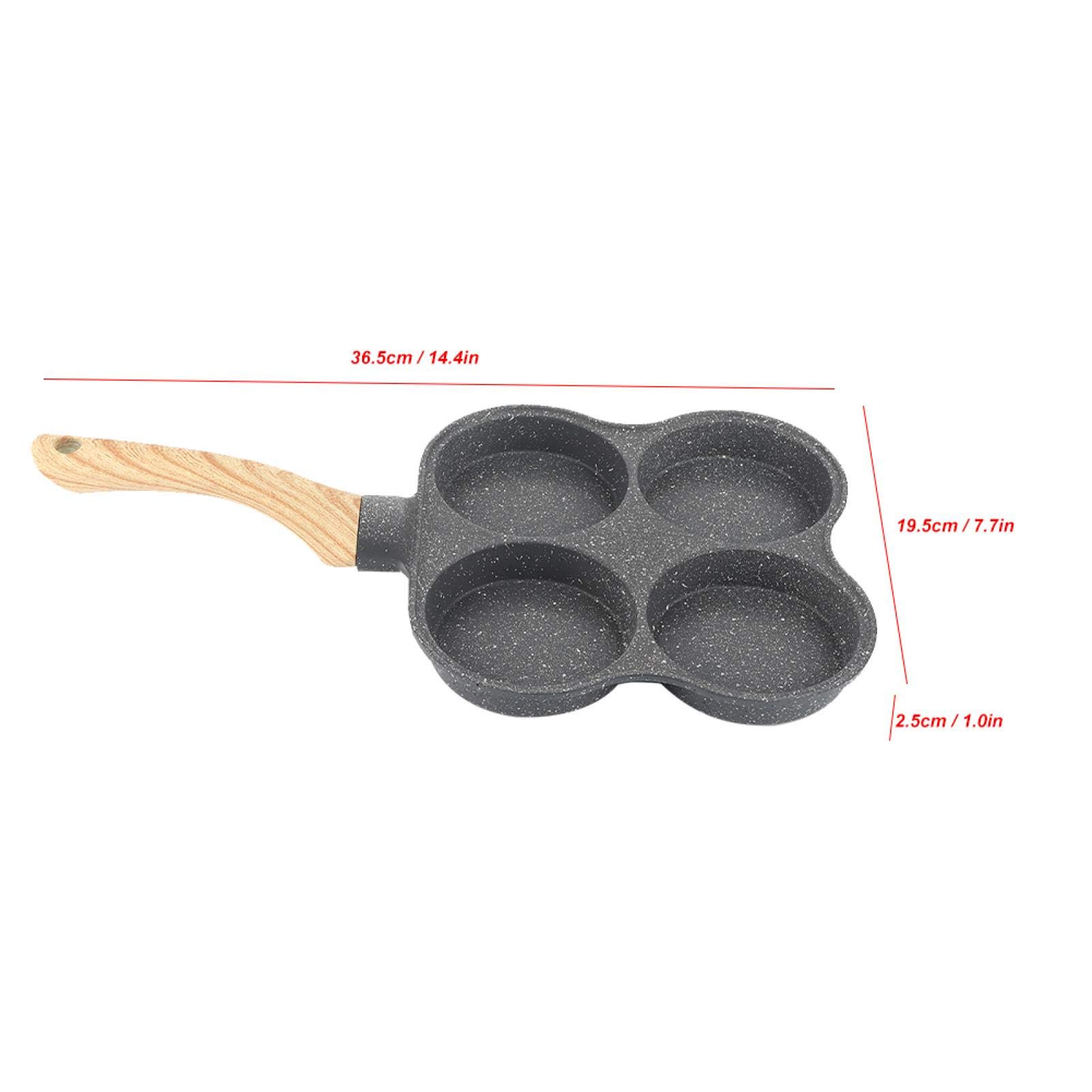 Omelet Pan, Ergonomic Maifan Stone Coating 4 Hole Cooking Pan, Multipurpose Kitchen for Home