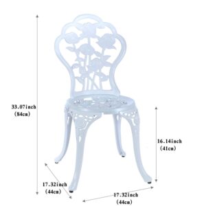 Mandolin 5-Piece Cast Aluminum Patio Bistro Set Outdoor Table Set Waterproof and Sun Resistant Outdoor Furniture Set (Rose White)