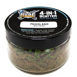 huge miniatures 4-in-1 scatter, moorland scenery model basing materials for gaming and tabletop or diorama railroad layout - 4oz jar