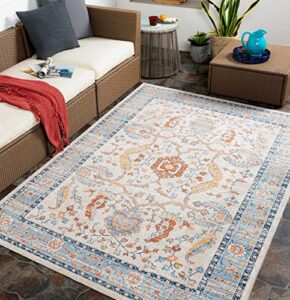 hauteloom shafter living room, bedroom patio outdoor area rug - beige, blue, red - 7'10" x 10'