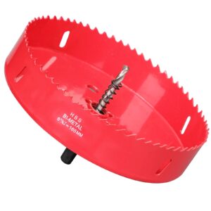 6-1/2 inch hss bi-metal hole saw, red finish corn hole cutter 165 mm for wood boards, soft metal sheet, drywall and plastic