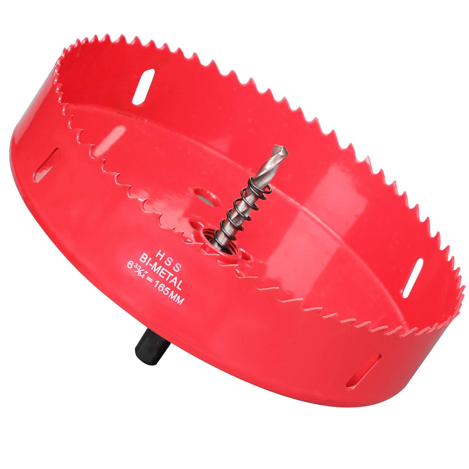 6-1/2 inch HSS Bi-Metal Hole Saw, Red Finish Corn Hole Cutter 165 mm for Wood Boards, Soft Metal Sheet, Drywall and Plastic