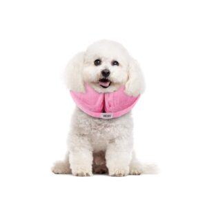 mchy inflatable dog cone,adjustable recovery collar for dogs after surgery,prevent from biting & scratching,not block vision（pink s）