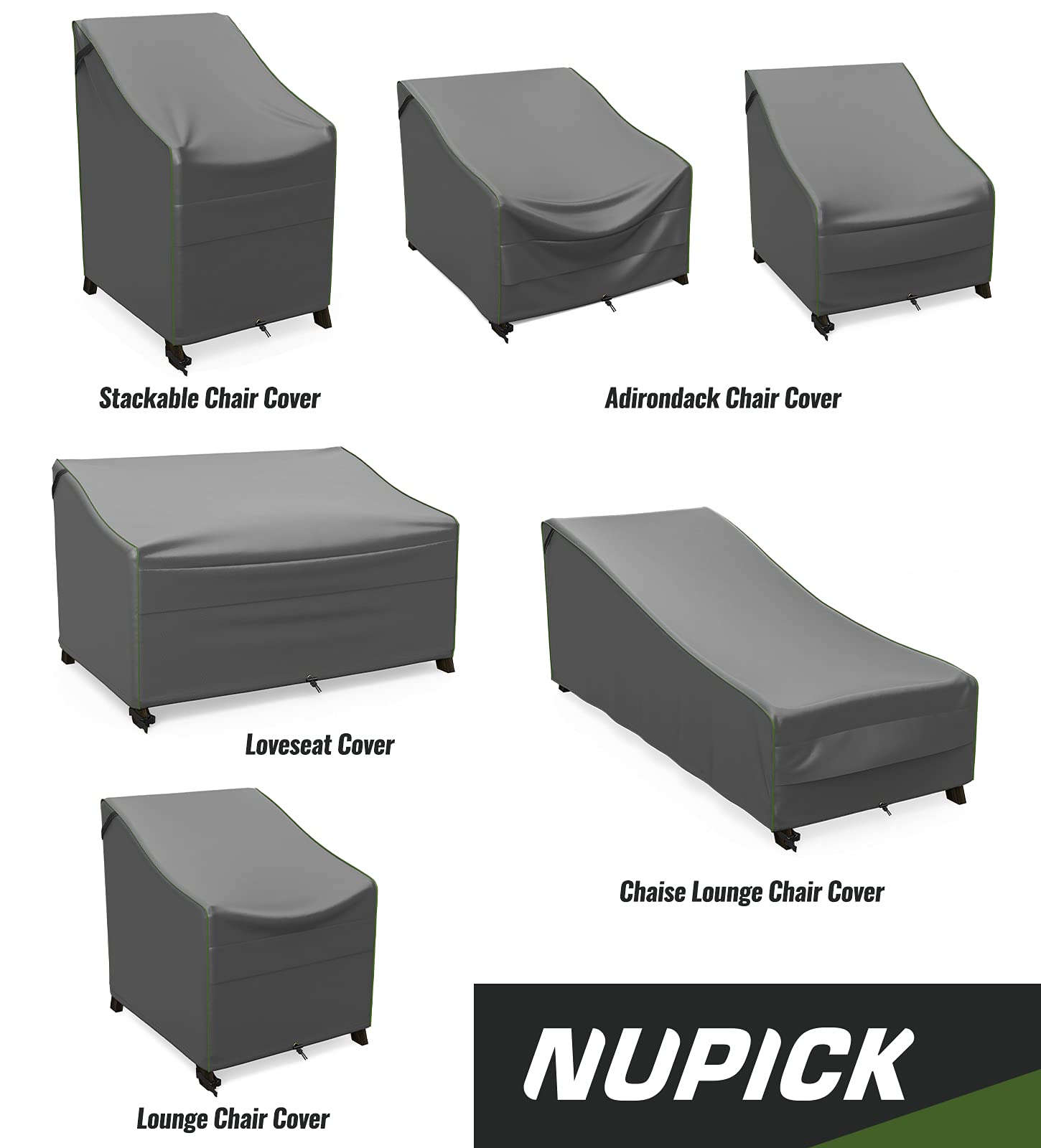 NUPICK Patio Sofa Cover, 78 Inch Outdoor Furniture 3-Seat Couch Cover, 100% Waterproof, Rip-Stop and Weather Resistant, Grey