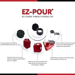 EZ-POUR Fine Threads Base Cap Kit, Spout Base Cap and Solid Block Off Cap Replacement Spout, Blitz, Gott,Rubbermaid Cans