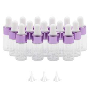 kesell 15 pcs sample dropper bottles, 3ml clear mini dropper bottles with 3 pcs plastic funnels for traveling essential oils diy cosmetic liquid sample perfume