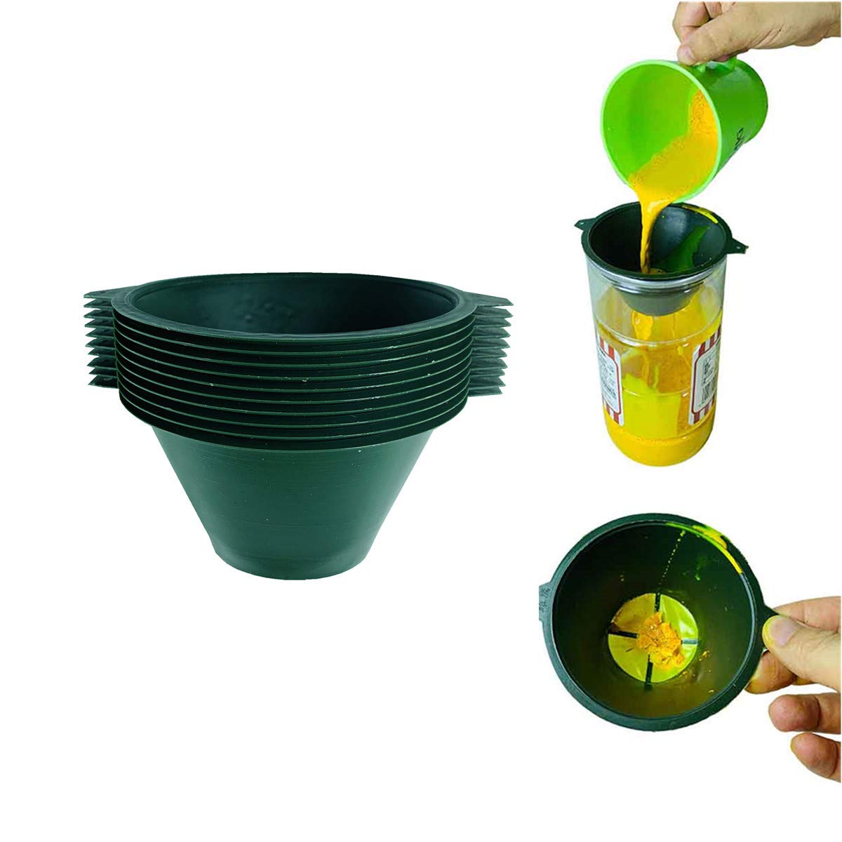 KANGHUANG 190 Micron Reusable Industrial Nylon Mesh Paint Filter Strainer Funnel Filter Paint/Gutter Oil and Food Residue High Efficient & Durable (10CM-diameter-10Pcs)