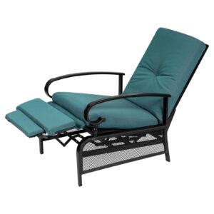 patiomore patio adjustable lounge chair, outdoor recliner metal automatic chaise chair with removable cushions, blue