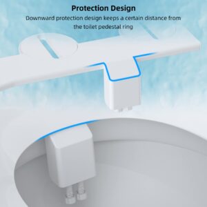 Hibbent Bidet Attachment for Toilet, Toilet Seat Bidet, Dual Self-Cleaning and Retractable Nozzle, Pressure Control, Non-Electric Attachment for Rear Washing and Sanitizing,Cold Water (Blue)