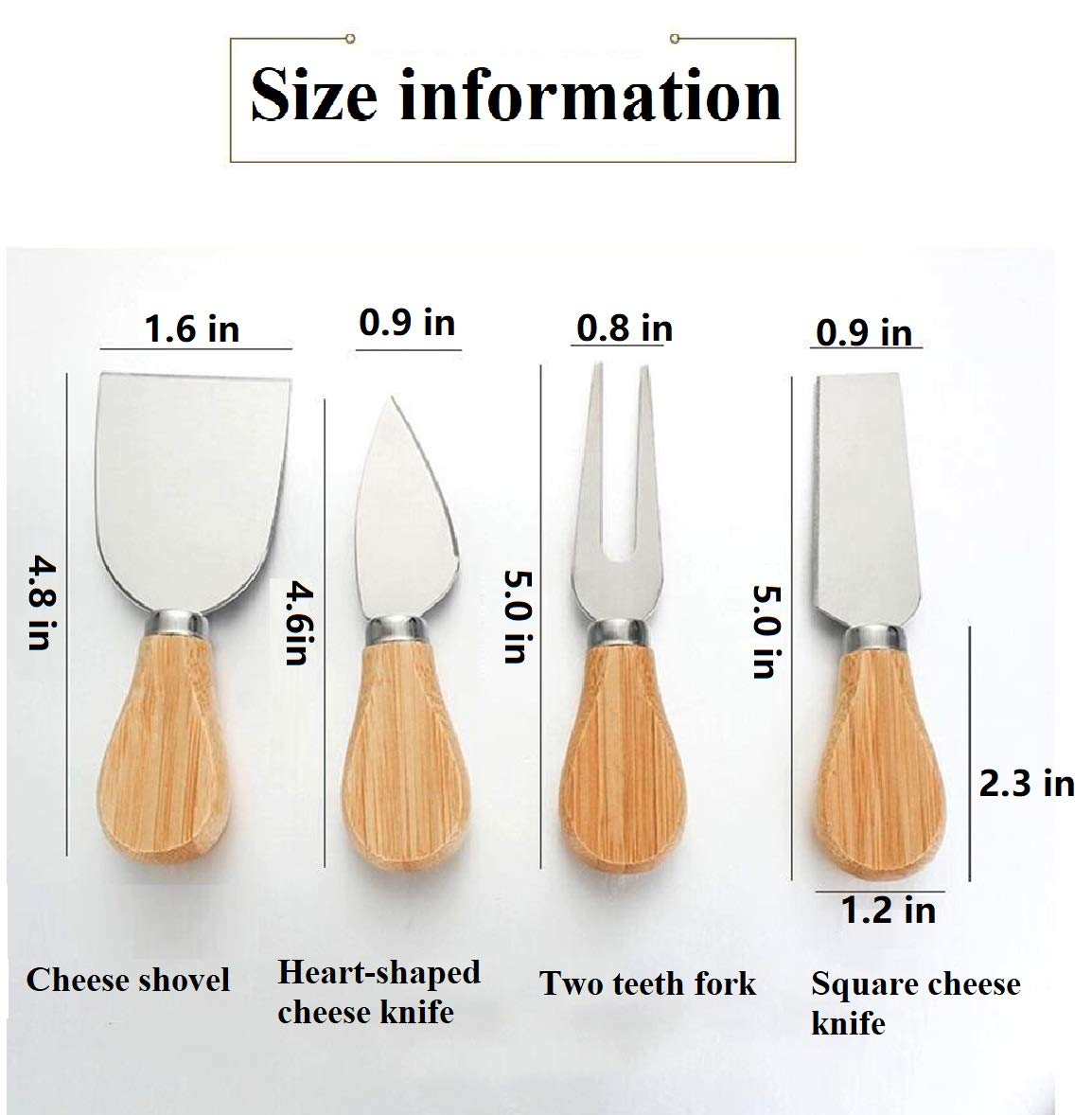 LTWQLing 4 Pieces Cheese Knives Set, Cheese cutlery, Steel Stainless Cheese Slicer Cheese Cutter with Wood Handle for Party Trays and Dinner Table