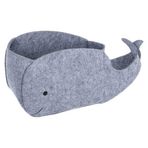 yardwe felt storage bin fabric storage basket whale shaped collapsible toy organiser basket laundry hamper for home dark grey