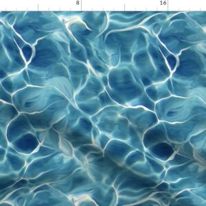 Spoonflower Fabric - Aqua Water Swimming Waves Sea Ocean Pacific Lagoon Pool Caribbean Printed on Petal Signature Cotton Fabric Fat Quarter - Sewing Quilting Apparel Crafts Decor