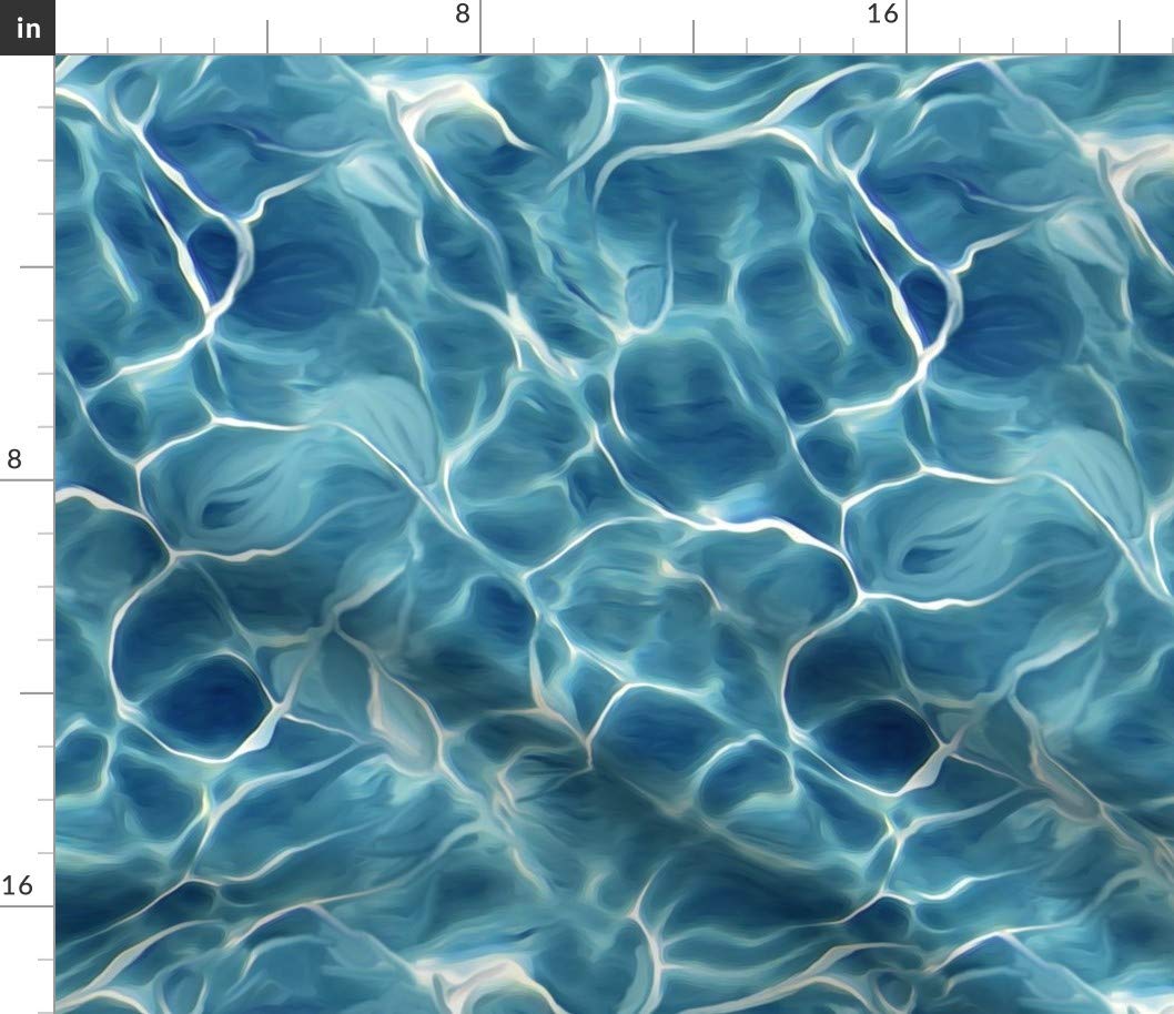 Spoonflower Fabric - Aqua Water Swimming Waves Sea Ocean Pacific Lagoon Pool Caribbean Printed on Petal Signature Cotton Fabric Fat Quarter - Sewing Quilting Apparel Crafts Decor