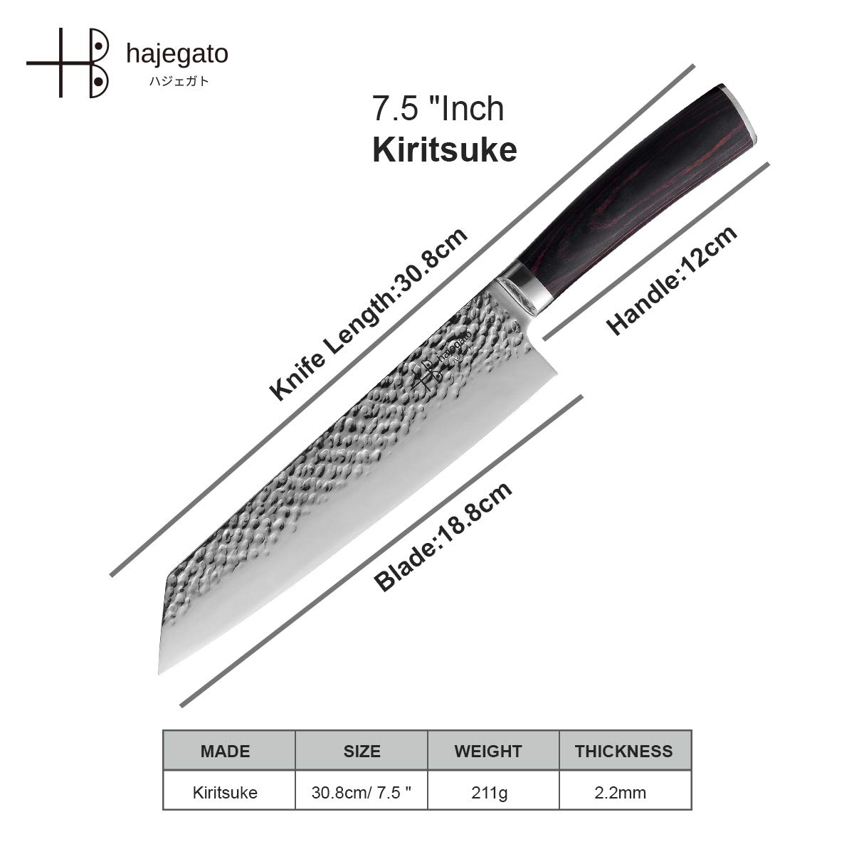 hajegato Japanese Chef Knifes Set Professional Chefs Knife & Paring Kitchen Knifes Set 7cr17 German High Carbon Stainless Steel, 2 Piece Gift Sets… (Kiritsuke 7.5")