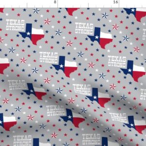 Spoonflower Fabric - Texas Strong White Blue Star Red Cowboy Patriotic Gray State Pride Printed on Petal Signature Cotton Fabric Fat Quarter - Sewing Quilting Apparel Crafts Decor