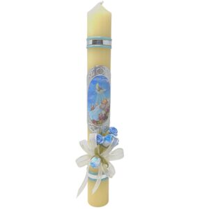 cb church supply hand decorated sacramental baptism candle by will & baumer, 11.25-inch, boy with dove