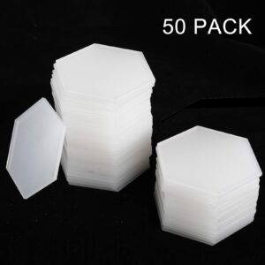 HighFree 50pcs Clear Hexagon Acrylic Place Cards for Wedding Guest Names Table Numbers, Escort Blank Rectangle Acrylic Plates for Dining Seating Chart Food Signs and Special Event