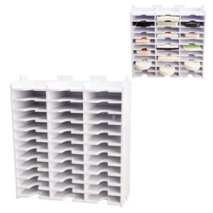 sanfurney 36 slots ink pad holder and stamp pad storage organizer for stampin up or ranger ink pads diamond painting tray rack for crafts supply, stackable wall mount