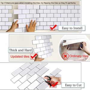 Yoillione Peel and Stick Backsplash for Kitchen: Self Adhesive Wall Tiles for Bathroom - Vinyl White Thick Back Splash Tile