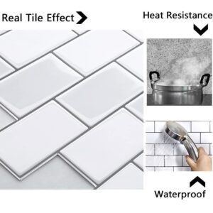 Yoillione Peel and Stick Backsplash for Kitchen: Self Adhesive Wall Tiles for Bathroom - Vinyl White Thick Back Splash Tile