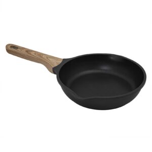 country kitchen cast aluminum non stick frying pan, nonstick skillet for gas and electric stovetops, matte black, 11 inches