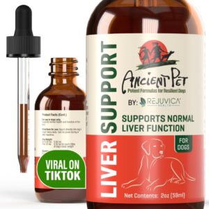 ancient pet liver - advanced liver support supplement for dogs - liquid delivery for better absorption - milk thistle, dandelion, artichoke & more!