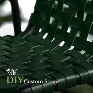 1.5" Wide x 20' Roll Vinyl Strap for Patio Chairs, Lawn Furniture, and Deck Chairs, Make Your Own Replacement Straps, Plus 20 Free Fasteners, (Green)