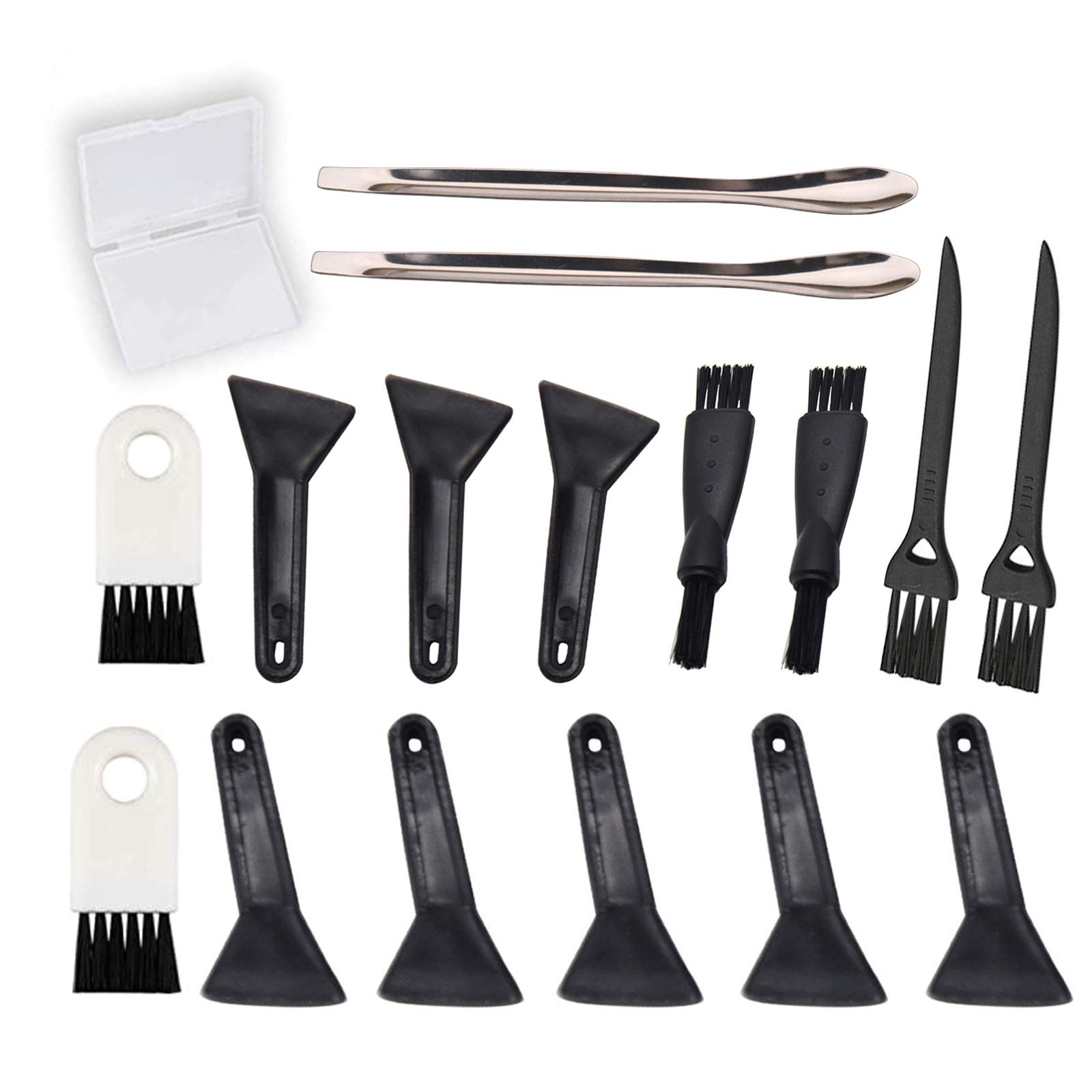 Vailldge Black Scrapers, LoutLivs Brushes & Spoons Kit for Herb Grinder (Keef Scraper Brushes & Spoons Kits