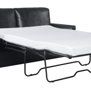 Madrona Burke Full Bella Black 71" Sleeper Sofa, with Pillows, Faux Leather Upholstery and Gel Foam Mattress