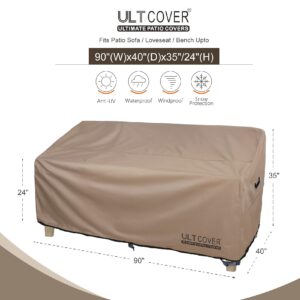 ULTCOVER Waterproof Outdoor Deep Seat Sofa Bench Cover 90W x 40D x 35H inch Patio Furniture Couch Cover