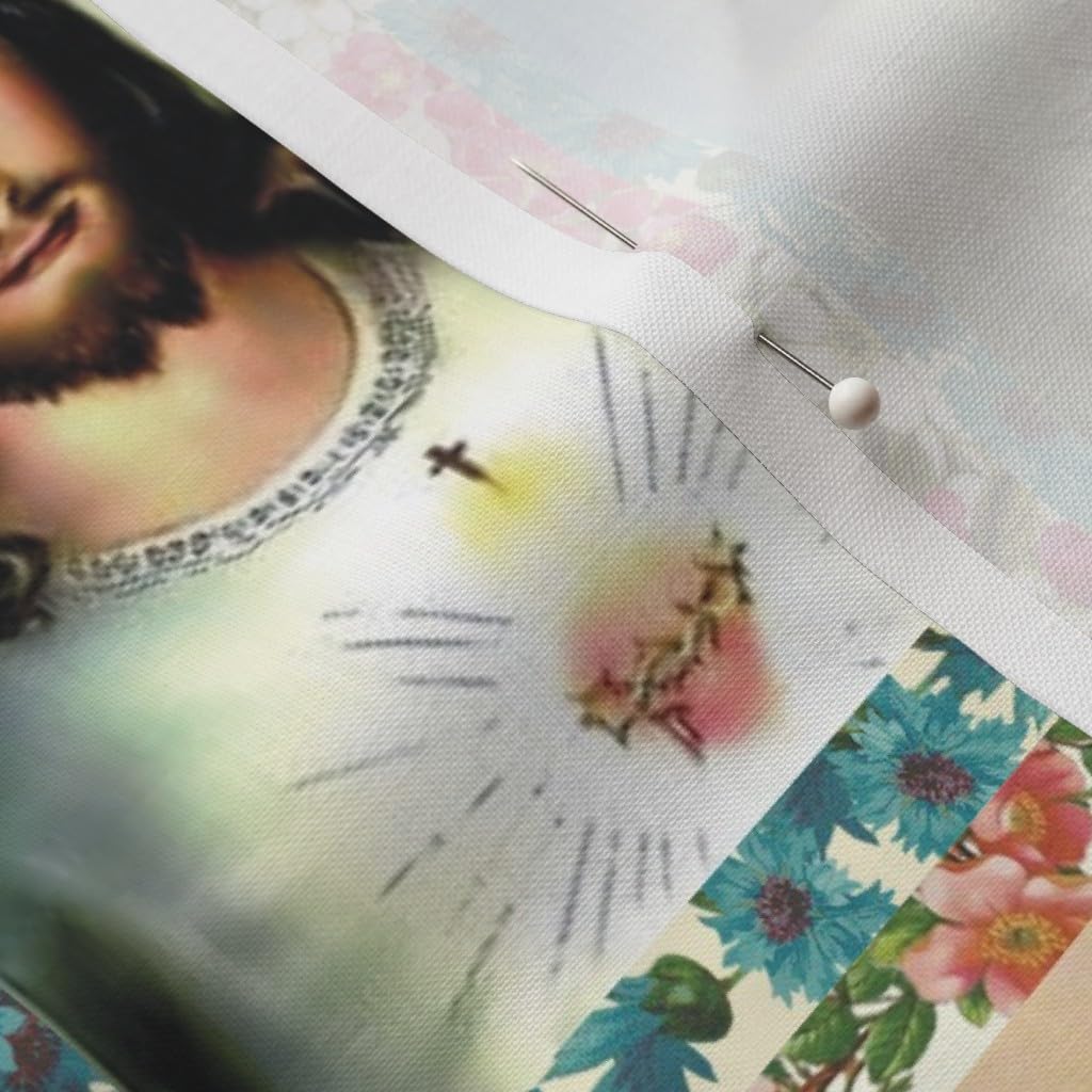 Spoonflower Fabric - Catholic Saints Religious Catholic Saints Collage Jesus Mary Printed on Petal Signature Cotton Fabric Fat Quarter - Sewing Quilting Apparel Crafts Decor