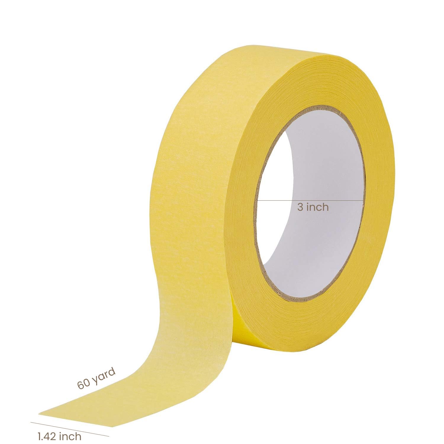 Lichamp 36mm x 55m Yellow Automotive Masking Tape for Painting, Auto Body Masking Tape for Car Detailing, Yellow Painters Tape 1.4 inch x 60 Yards