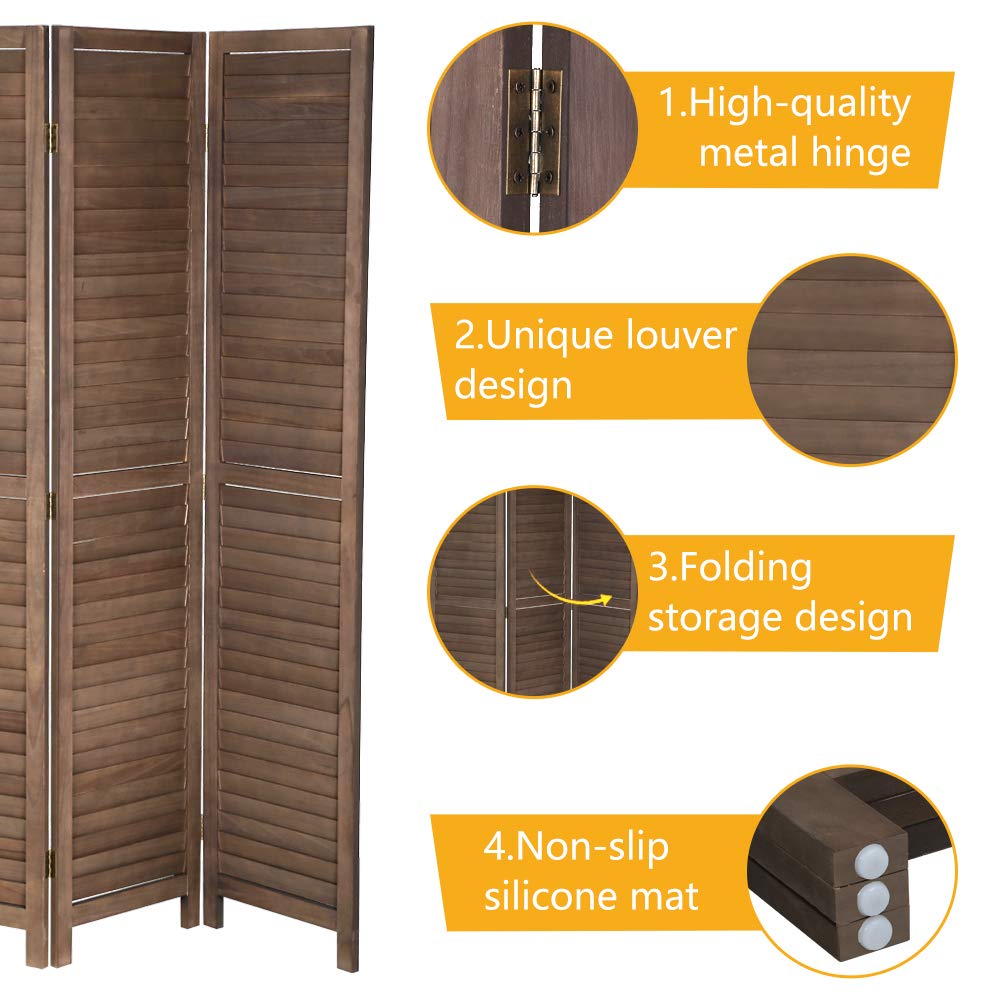 Room Dividers and Folding Privacy Screens, 3 Panel 69 Inch Tall Portable Room Seperating Divider, Handwork Solid Wood Room Divider Wall, Room Partitions and Dividers Freestanding for Home Office