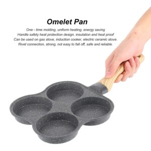 Omelet Pan, Ergonomic Maifan Stone Coating 4 Hole Cooking Pan, Multipurpose Kitchen for Home