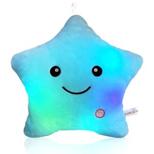 kaheaum creative twinkle star glowing led night light up plush pillows stuffed toys birthday gifts for kid children friends,couch bed throw pillows decorative light blue throw pillow covers