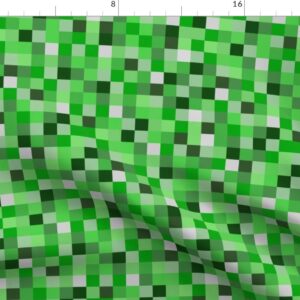 Spoonflower Fabric - Green Computer Video Games Gaming Kids Gaming Pixels Squares Printed on Petal Signature Cotton Fabric Fat Quarter - Sewing Quilting Apparel Crafts Decor