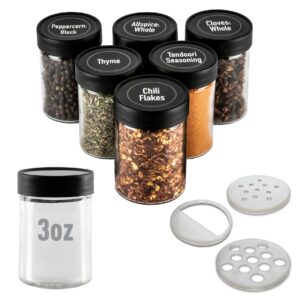 AllSpice 3” Glass Spice Jars 3 fluid ounces- 6 Pack