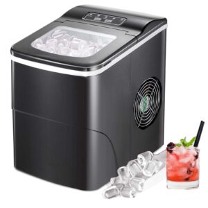 electactic ice maker machine for countertop, 26lbs/24h portable electric ice makers, compact ice cube maker with ice scoop and basket 9 cubes ready in 6-8 minutes,ice making machine for home(black)