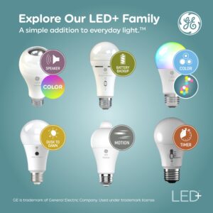 GE LED+ Color Changing LED Light Bulbs with Remote, College Dorm Light, Dorm Room Essentials, Bedroom Light, 9.5W, No App or Wi-Fi Required, A19, CAC (2 Pack)