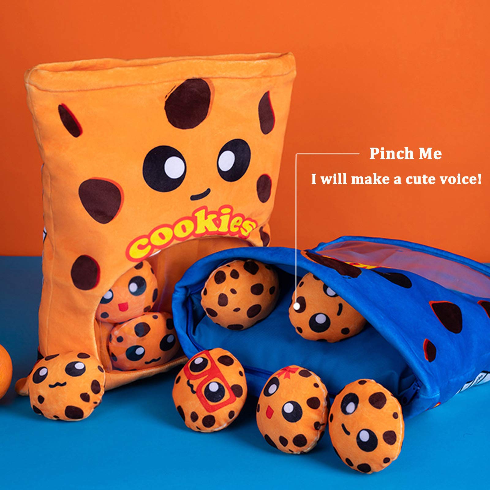 Nenalayo Plushies Doll a Bag of Cookie Toy Stuffed Soft Snack Pillow Plush Yummy Food Toy for Birthday Gift, Stuffed Toy Game Pillow Cushion Gift for Kids (Blue)